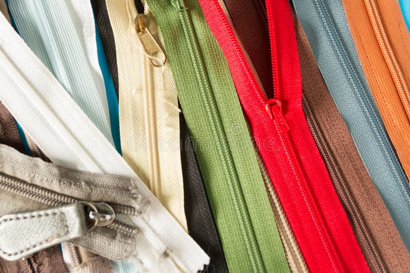 Collection of Zippers of Different Colors Stock Photo - Image of option ...