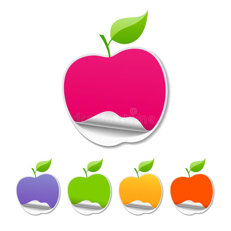 Collections Colorful Sticker Apple Stock Illustration - Illustration of ...