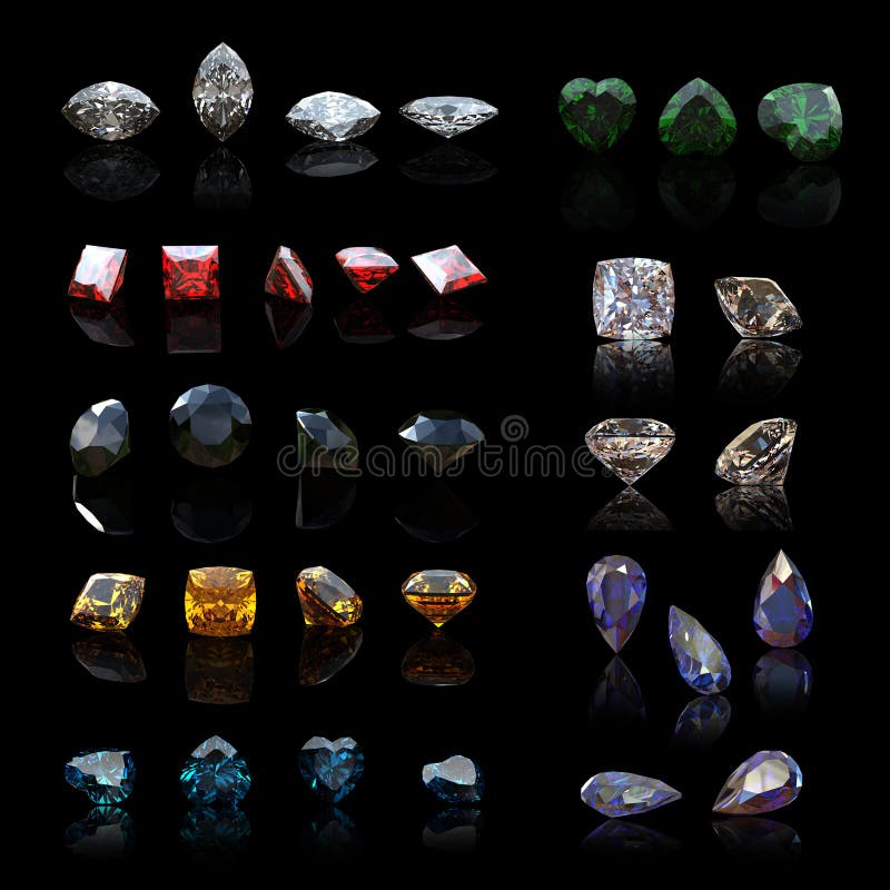 Vector Realistic Gems Jewerly Stones Big Collection. on White ...