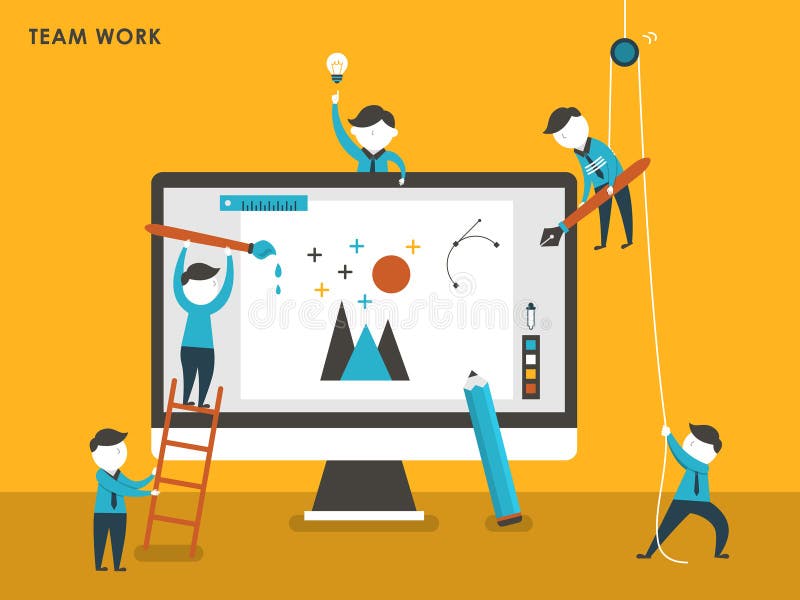 Collective Creation Concept in Flat Design Stock Vector - Illustration ...