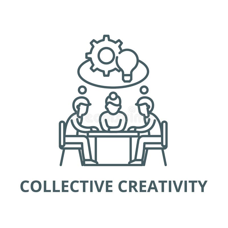 Collective Creativity Vector Line Icon, Linear Concept, Outline Sign ...