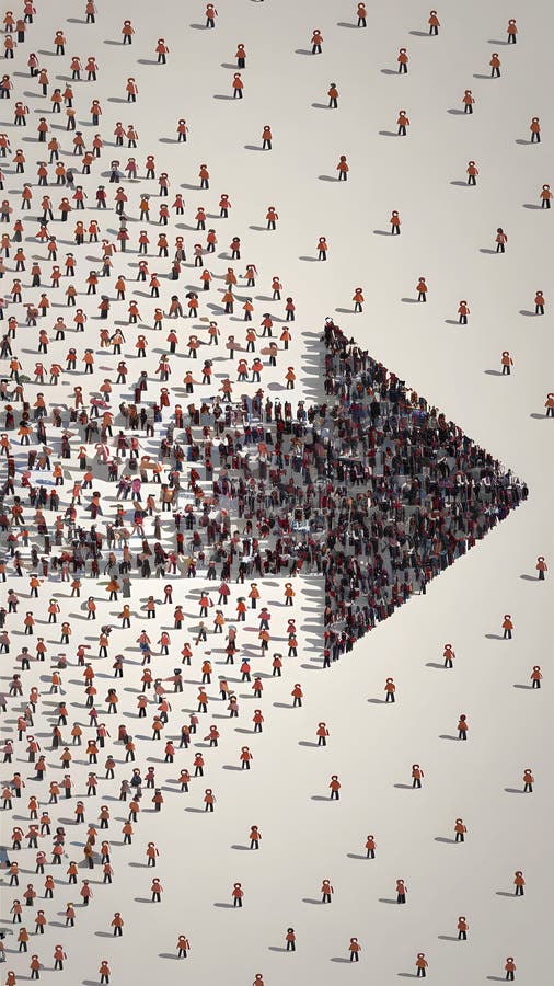 Collective Direction and Purpose Shown by Small Figures Forming an ...