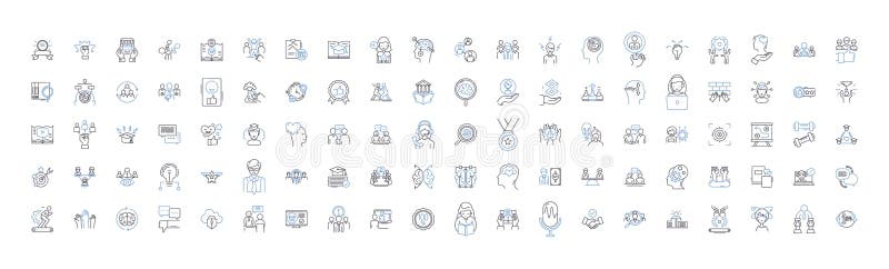 Collective Learning Line Icons Collection. Collaboration, Knowledge ...