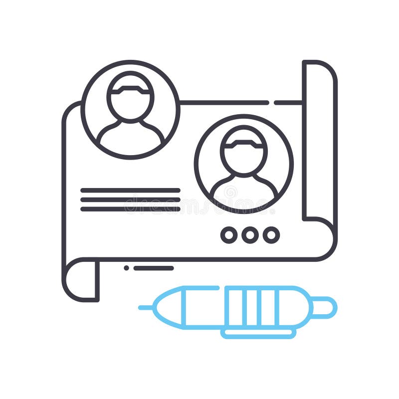 Collective Project Line Icon, Outline Symbol, Vector Illustration ...