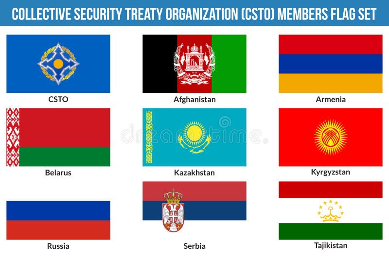 Collective Security Treaty Organization, CSTO Members Flag Set Vector ...