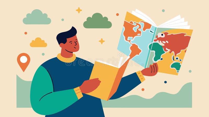 A Collector Flipping through a Book of Handdrawn Maps Admiring the ...