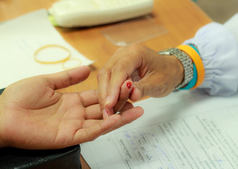 Collects Blood Specimen from a Finger Stock Image - Image of hold ...