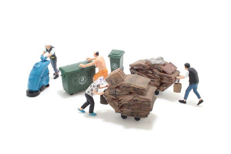 Miniature Figure Collects, Weighs Recycle Material, Cardboard and ...