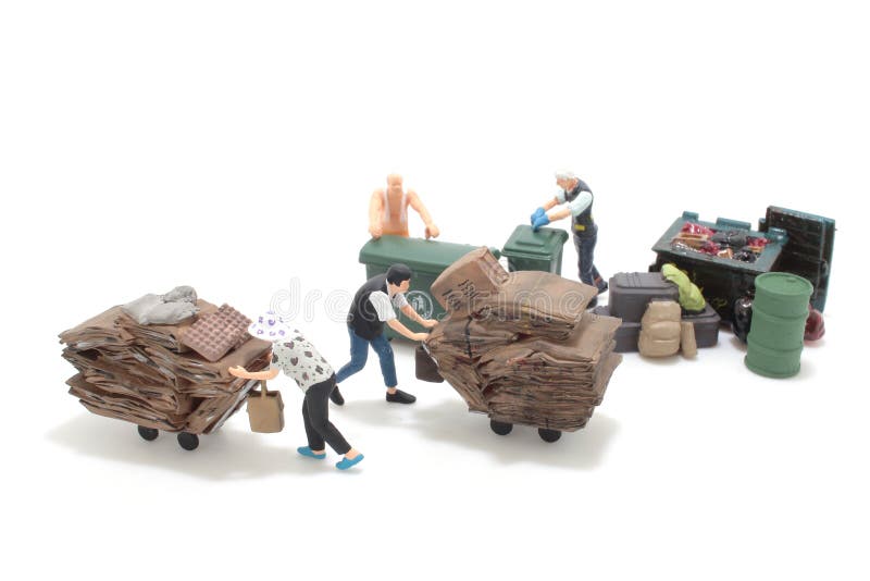 Miniature Figure Collects, Weighs Recycle Material, Cardboard and ...