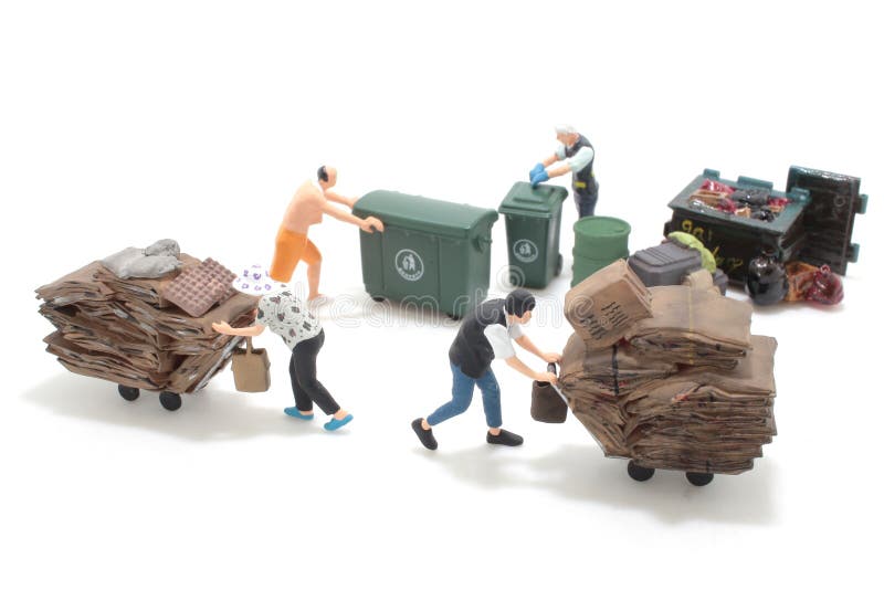 Miniature Figure Collects, Weighs Recycle Material, Cardboard and ...