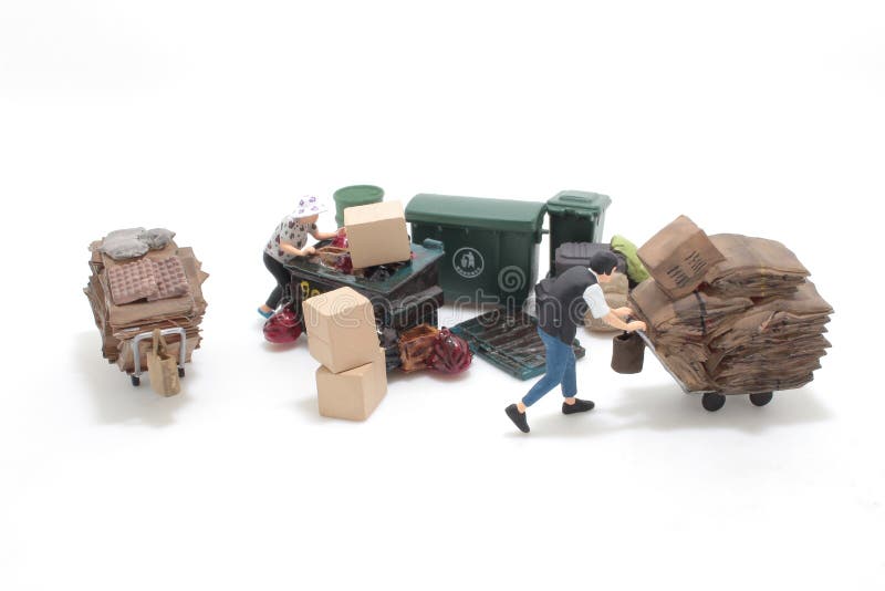 Miniature Figure Collects, Weighs Recycle Material, Cardboard and ...
