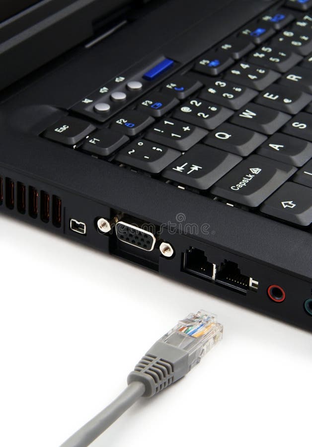 Connessione LAN del Laptop immagine stock. Immagine di nero - 3383023