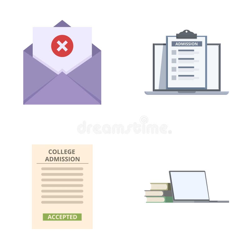 College Admission Notification and Application Process Icons Stock ...