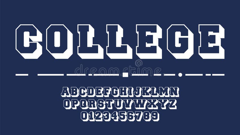 College Alphabet Template. Letters and Numbers of Varsity Design Stock ...