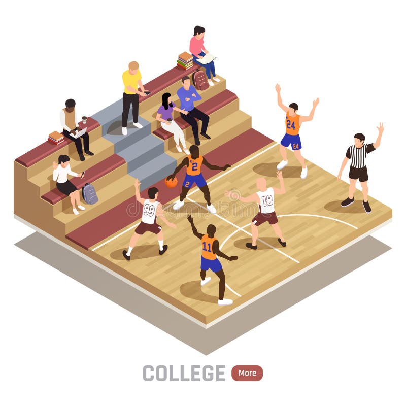 College Basketball Game Composition Stock Vector - Illustration of ball ...