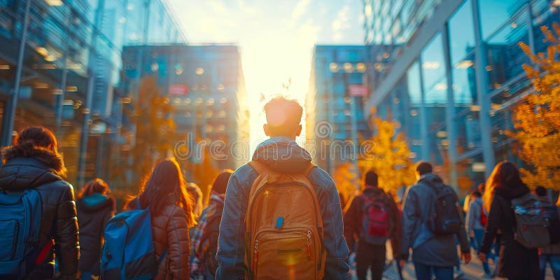 College Campus Hustle Motion-Blurred Scene of Diverse Students ...