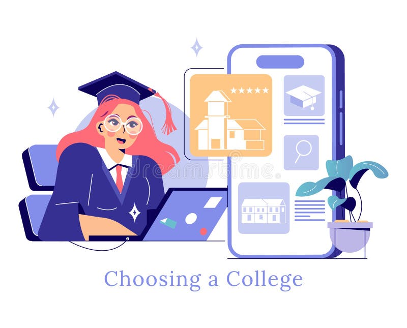 College Choise. Flat Vector Illustration Stock Vector - Illustration of ...