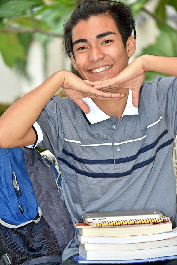College Diverse Boy Student Smiling with Notebooks Stock Photo - Image ...
