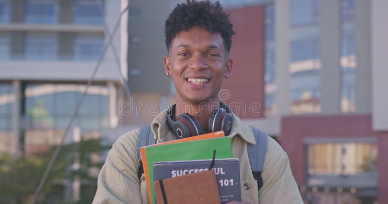 College, Face and Student with Books for Education, Learning and ...