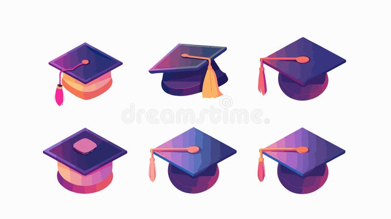 College Graduation Cap Icon on White Background for Academic ...