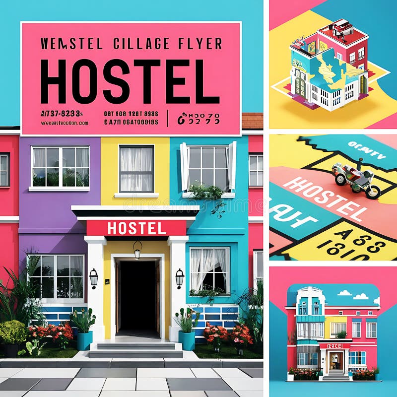 College Hostel Flyer Template Design Illustration Stock Illustration ...