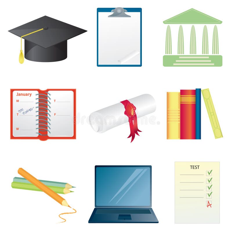 College icon set stock illustration. Illustration of clipboard - 14889293
