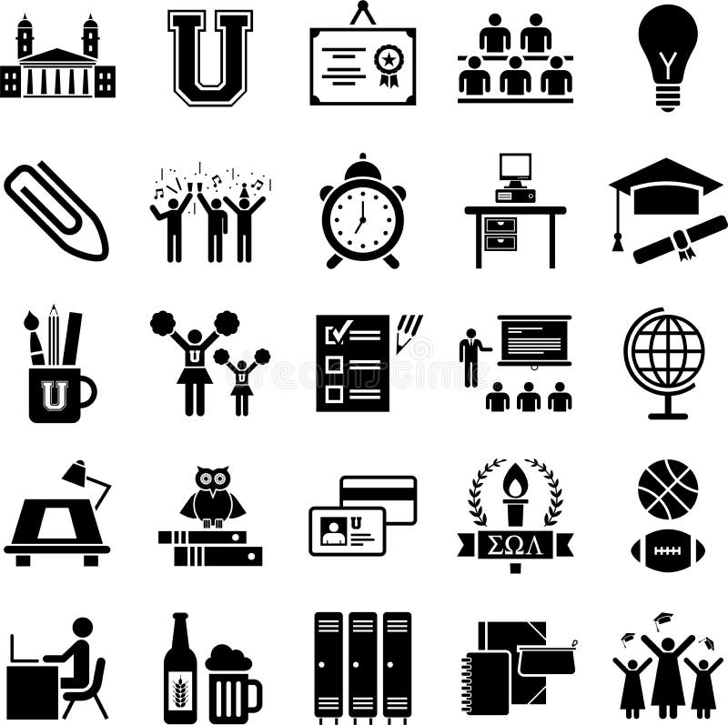 College icons stock vector. Illustration of blackboard - 28568147