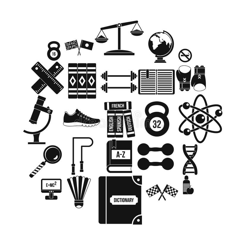 College Icons Set, Simple Style Stock Vector - Illustration of ...