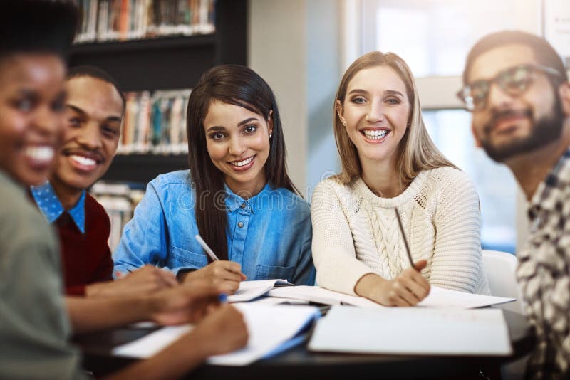 College, Learning and People with Books in Portrait for Education ...