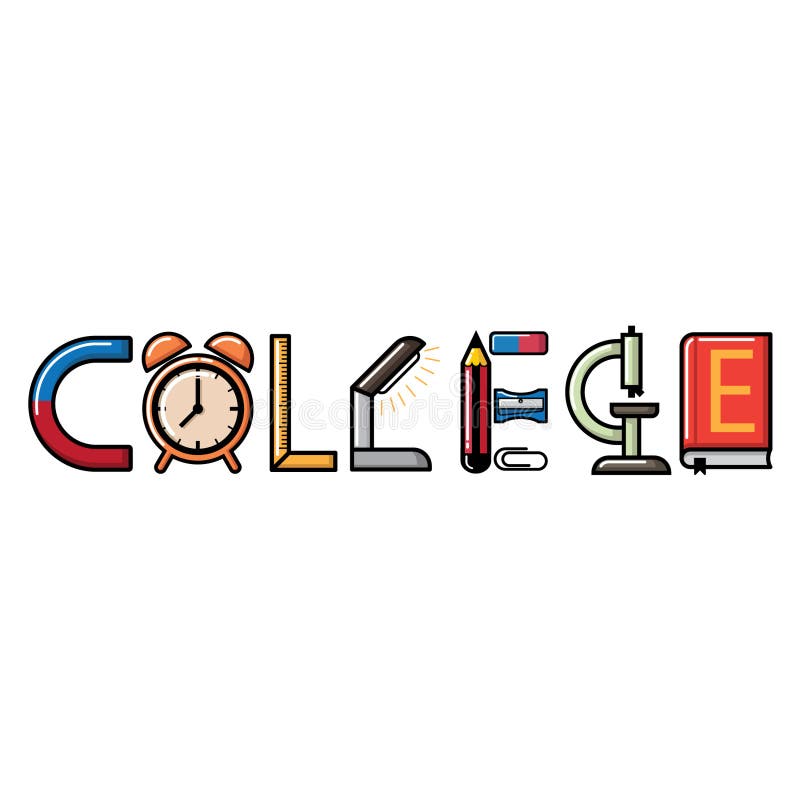 College Lettering Design. Vector Illustration Decorative Design Stock ...