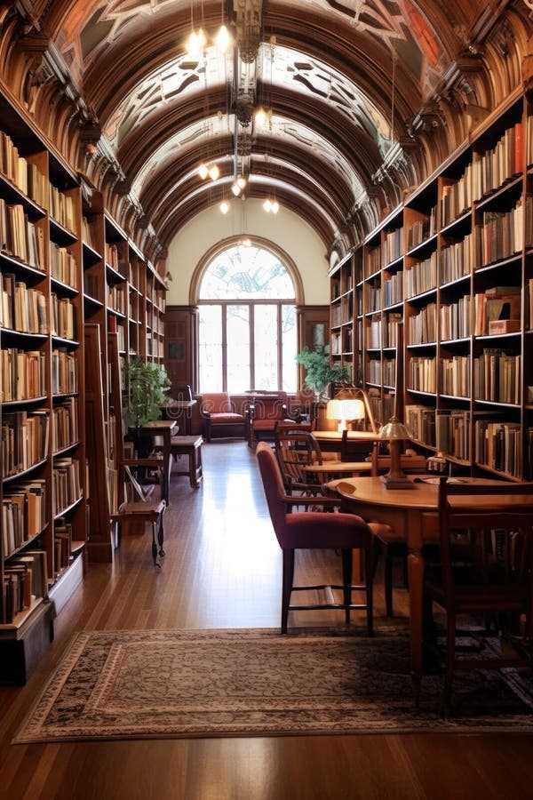 College Library, with Students Studying and Reading in the Quiet ...
