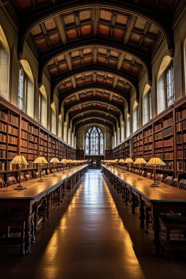 College Library, with Students Studying and Reading in the Quiet ...