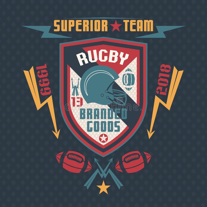 Emblem of rugby team stock vector. Illustration of composition - 112019206