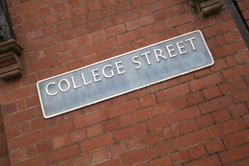 College Street Sign stock photo. Image of college, brick - 191679558