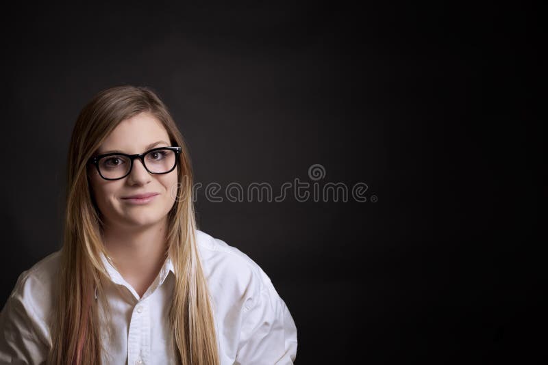 College Student with Blackboard Behind Her Stock Photo - Image of ...