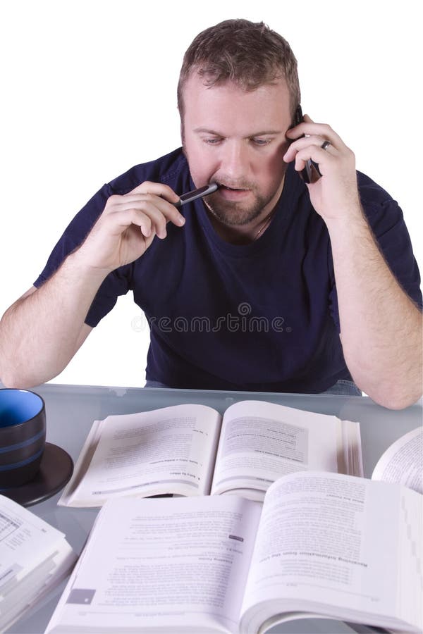 College Student with Books on the Table Studying Stock Photo - Image of ...