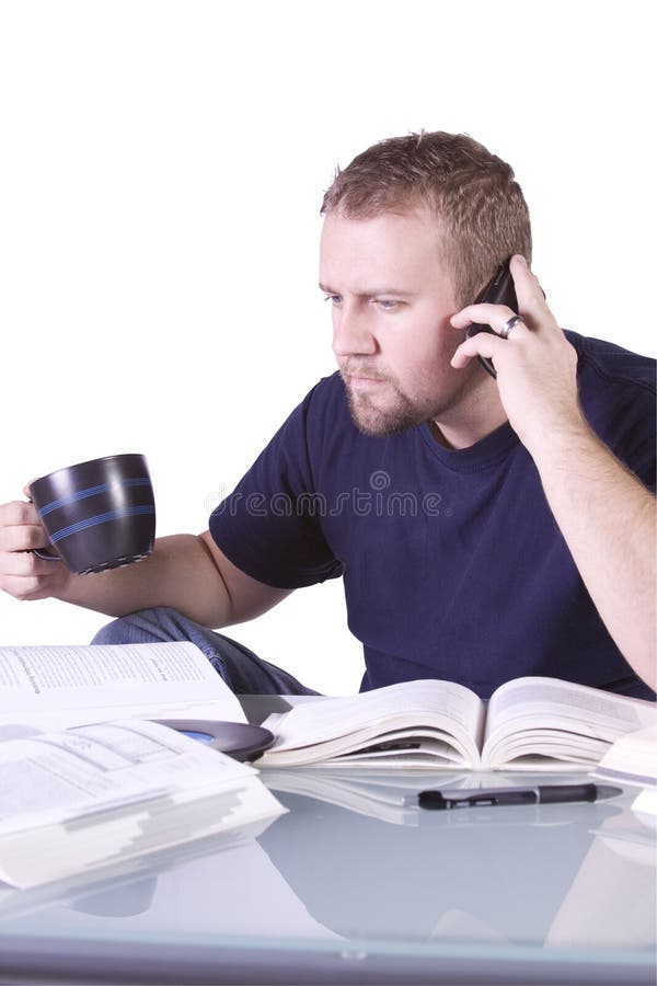 College Student with Books on the Table Studying Stock Image - Image of ...