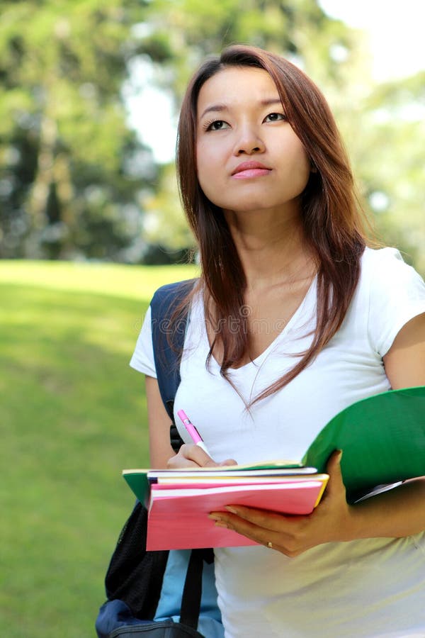 College Student Doing Some Research at College Park Stock Image - Image ...
