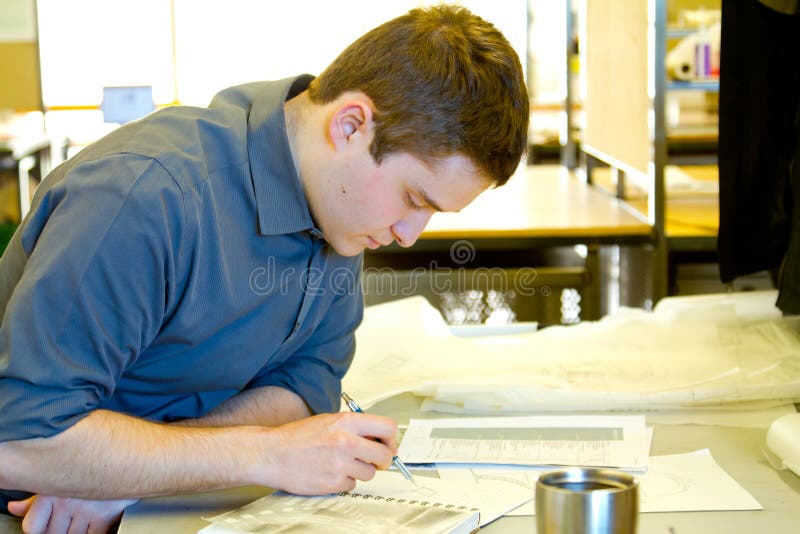 College Student Drafting Architecture Stock Image - Image of business ...