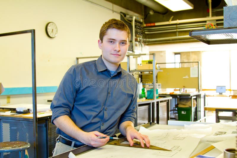 College Student Drafting Architecture Stock Image - Image of caucasian ...