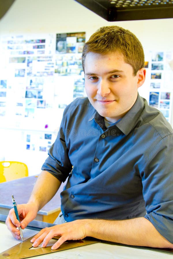 College Student Drafting Architecture Stock Image - Image of ...