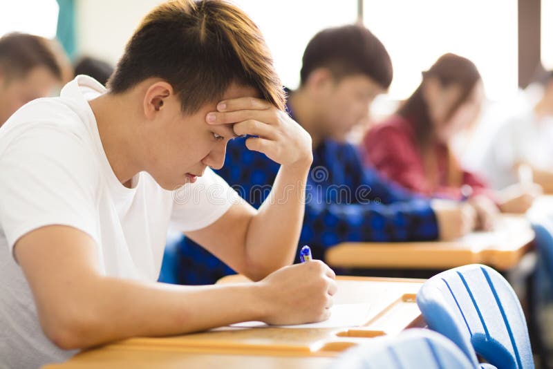 College Student for Exam in Classroom Stock Photo - Image of asia ...