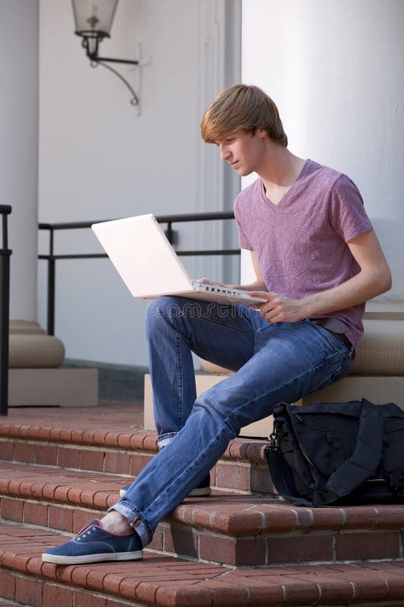 College Student with Laptop Stock Image - Image of young, teen: 20401891