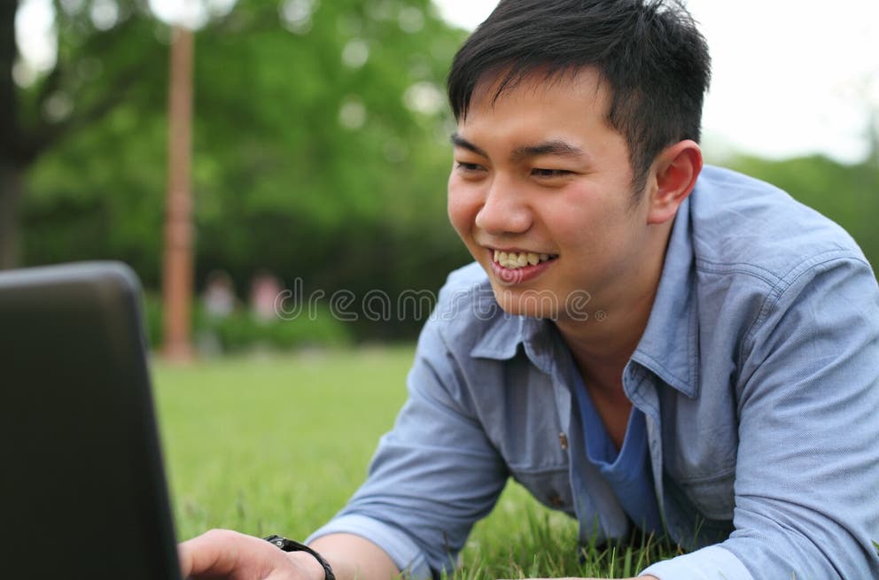 College Student with Laptop Stock Image - Image of outdoor, fashion ...