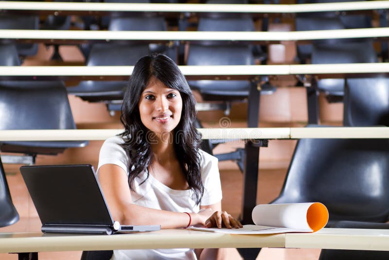 College Student in Lecture Room Stock Image - Image of cheerful, book ...
