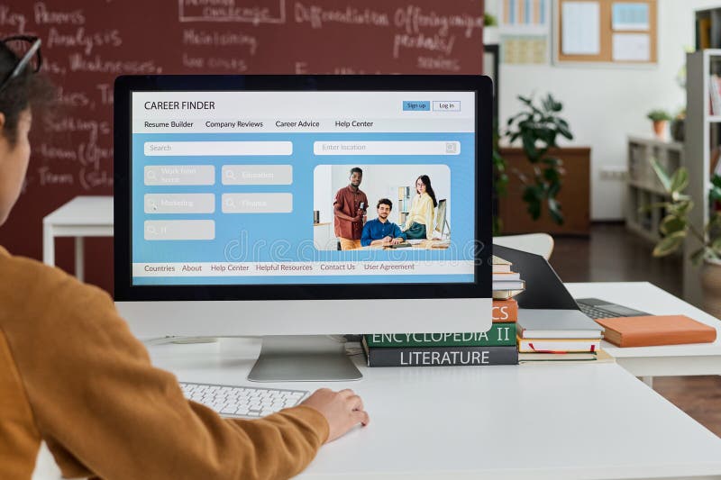 College Student Posting Resume on Job Hunting Website Stock Image ...