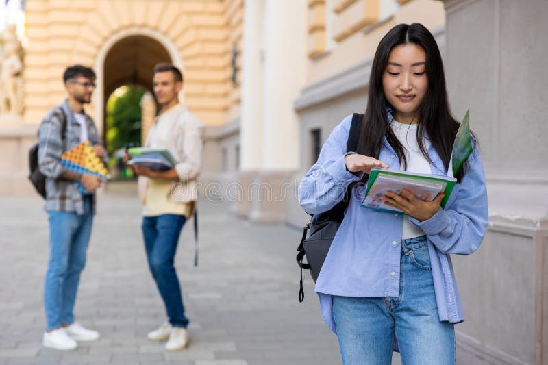 College Student Reading Book Preparing for University Classes. Stock ...