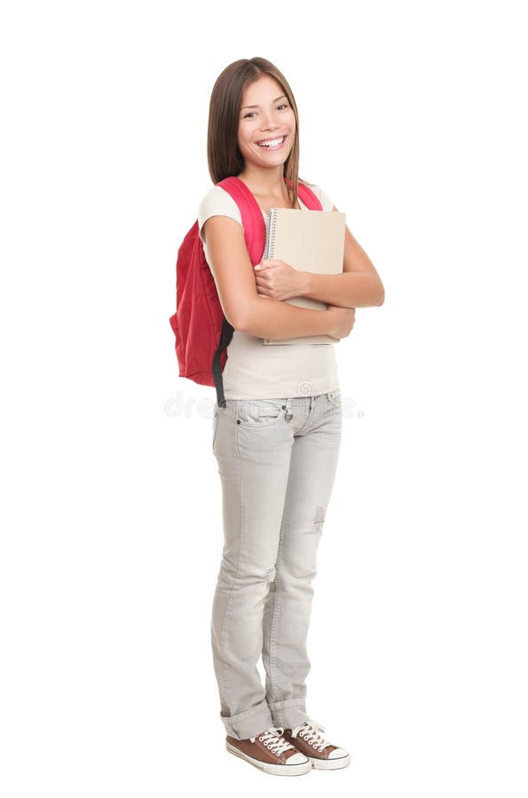 College Student Standing on White Background Stock Photo - Image of ...