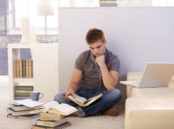 College Student Studying at Home Stock Photo - Image of education, home ...