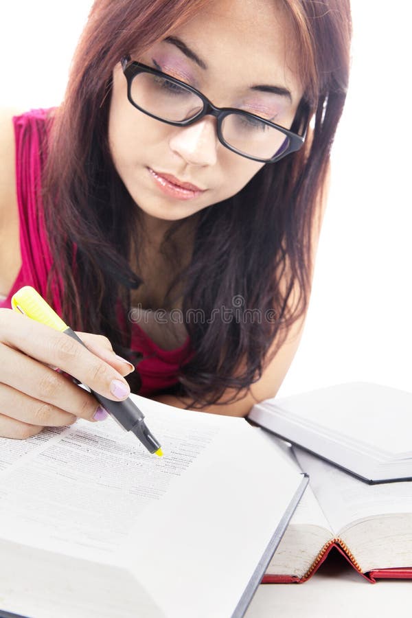 College Student Studying Seriously Stock Photo - Image of highlight ...
